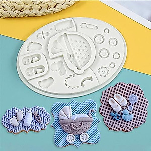 Baby Shower Silicone Mold For Candy Cookie Baby Stroller Fondant Molds For DIY Chocolate Candy Decoration Jewelry Baby Stroller Silicone Mold Cupcake Toppers Mold