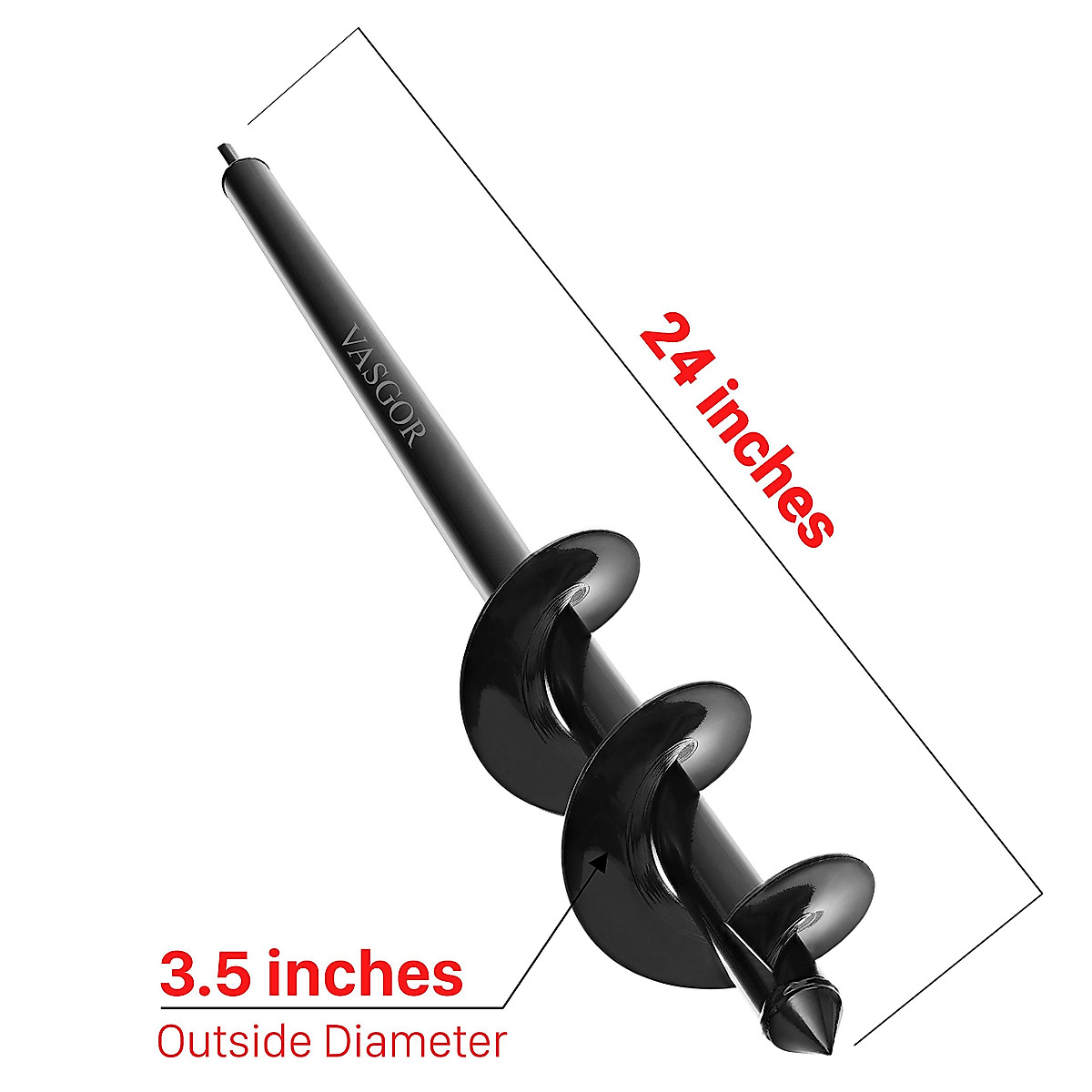 VASGOR 3.5" x 24" Auger Drill Bit for Planting - Easy planter garden Auger - Bulb & Bedding Plant Augers - Post hole Digger for 3/8” Hex Drive Drill