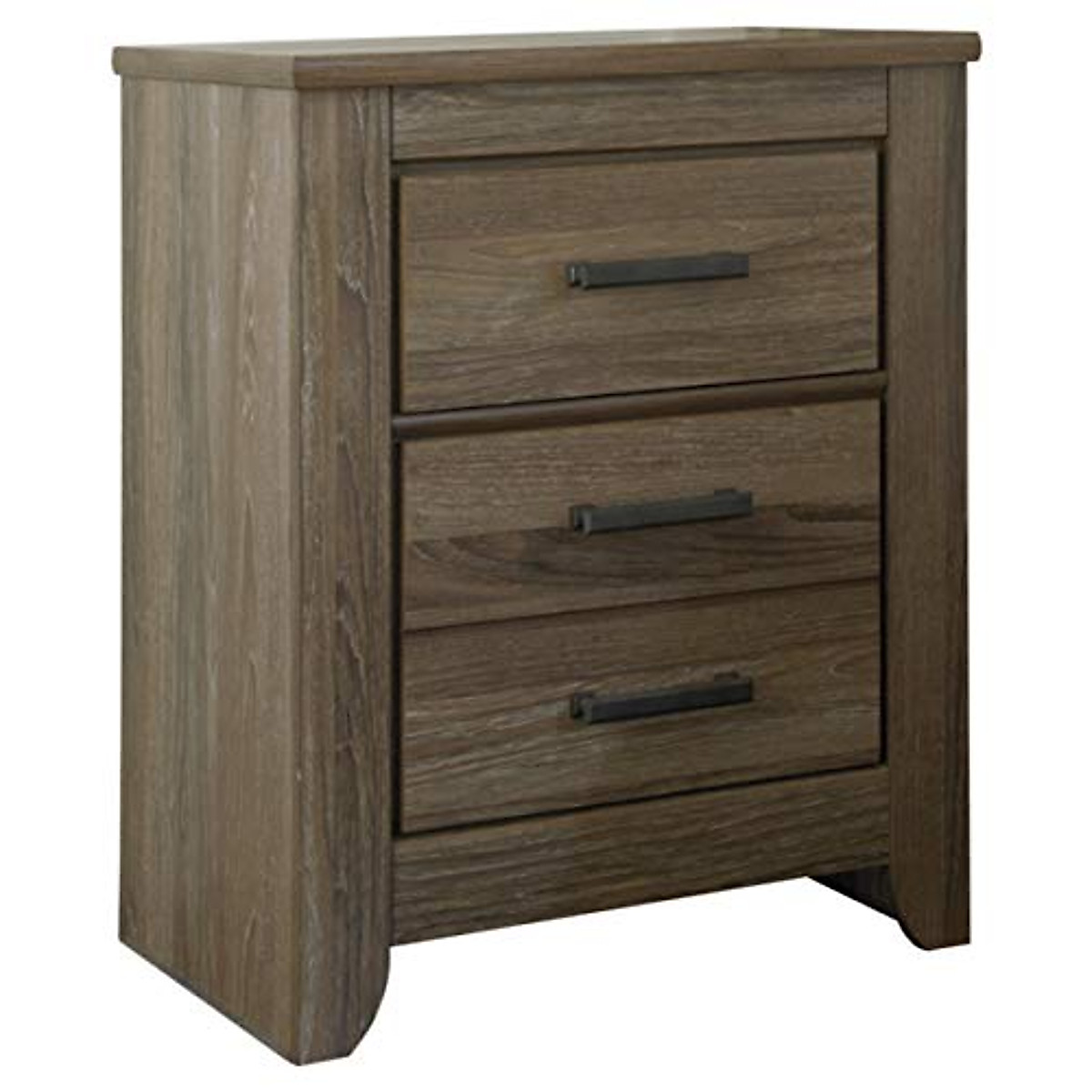 Signature Design by Ashley Zelen Rustic Contemporary 2 Drawer Nightstand, Warm Gray