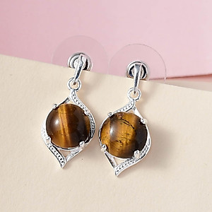 SHOP LC Tiger's Eye Drop Earrings for Women Jewelry 925 Sterling Silver Jewelry Birthday Gifts for Women