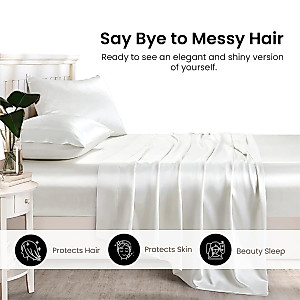 Rico Bedding 100% Pure Silk Satin Duvet with Fitted Sheet Set 4pcs, Silk Satin Fitted Sheet 15'' Deep Pocket,Silk Satin Duvet Cover,Silk Satin Pillowcases Set !!!(Queen Black)