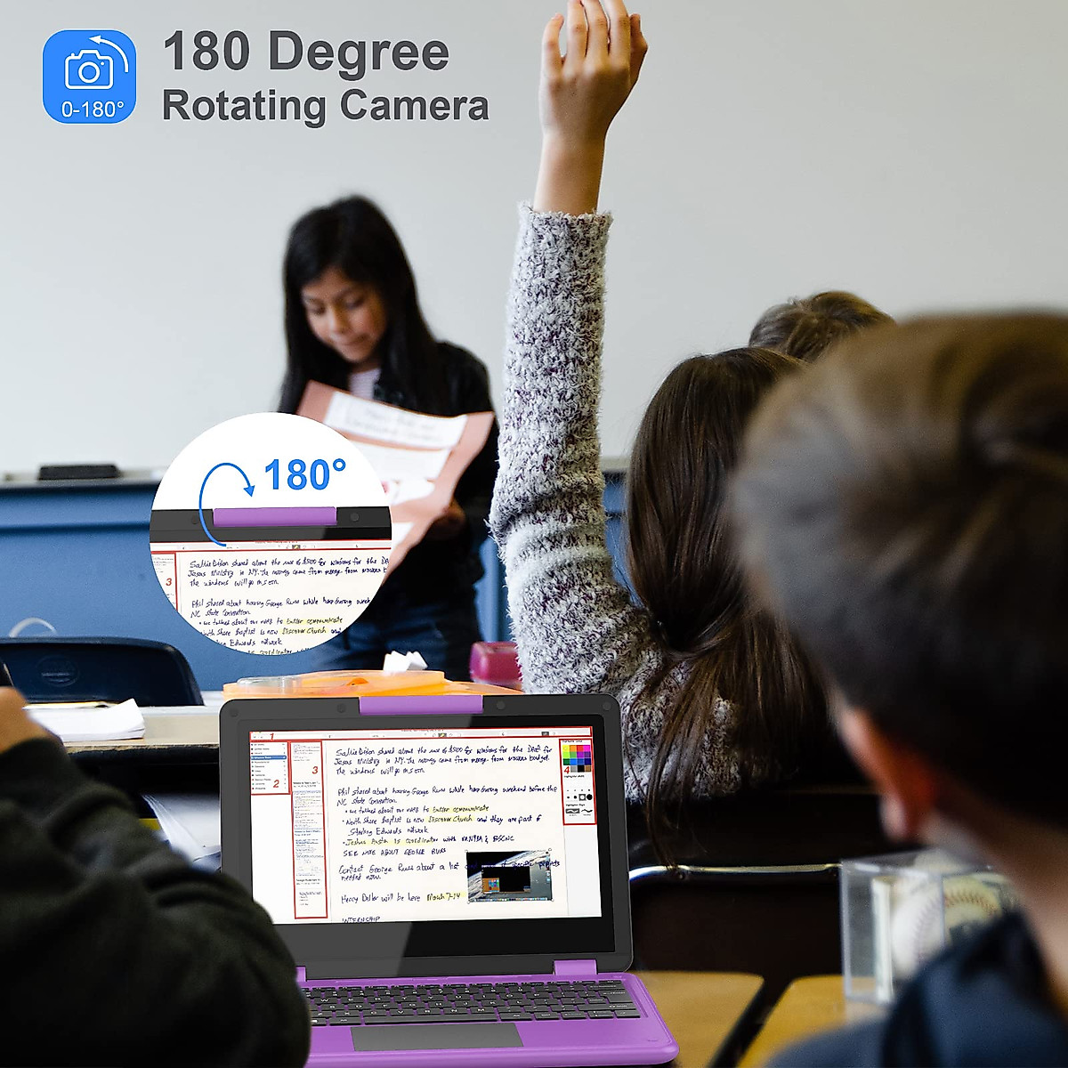 AWOW Purple Touchscreen 2 in 1 Laptop, 11.6" FHD Purple Intel 4 Core Celeron N4120 Processor 6GB RAM 256GB M.2 SSD Storage Kids Gift Convertible Laptop