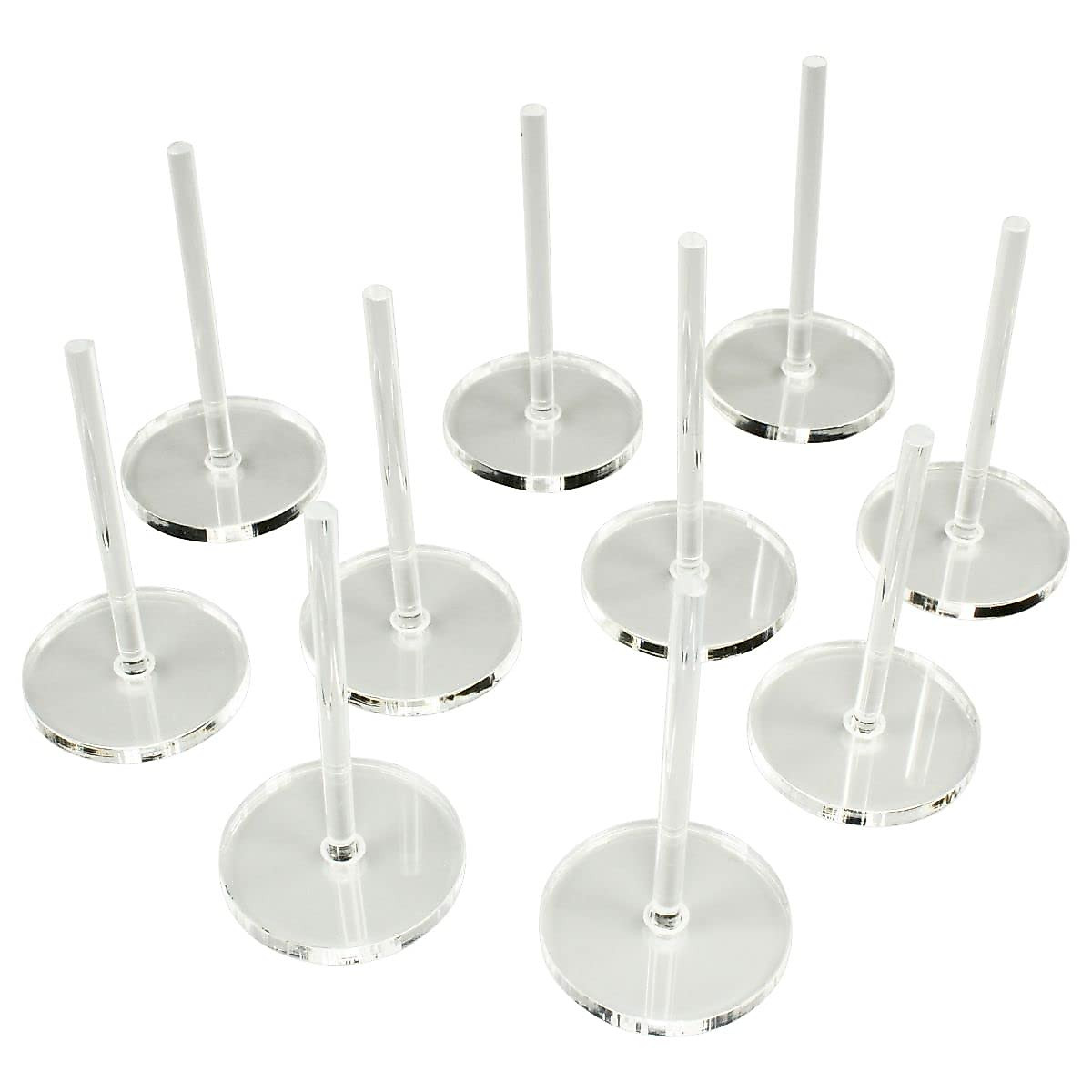 LITKO 28mm Circle Flight Stands with 2-inch pegs, 3mm Clear (10)