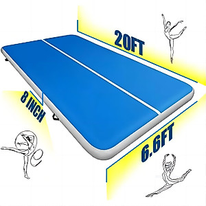 Erweater 20FTx6.6FTx 8INCH Air Gymnastics Track MatThickness, Gymnastics Tumbling Air Mat Inflatable Tumble Track, for Tumble/Gym/Training/Yoga/Exercise/Cheerleading/Water, with Electric Air Pump