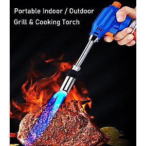 Upgraded Butane Grill & Cooking Blow Torch, Kitchen Torches Head Cooking Adjustable Kitchen Culinary Grilling Tool For Sous Vide, Creme Brulee, Baking, Outdoor BBQ (Tank Not Included)