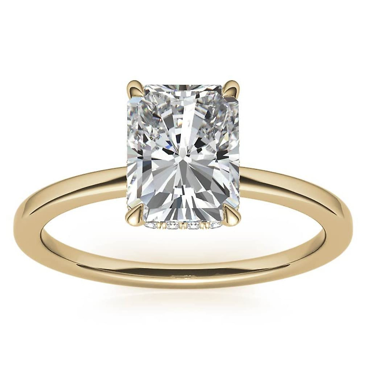 Solitaire Moissanite Engagement Ring Set, 3 CT Radiant Cut Moissanite Bridal Wedding Ring Set for Women, Anniversary/Propose Gifts for Her, VVS1 Colorless, 10K 14K 18K Solid Yellow Gold