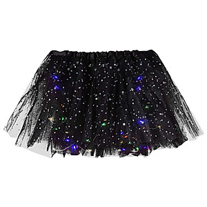 White Tutu Dress for Women Women Star Skirt with LED Tulle Mesh Small Bulb Sequins Skirt Princess Pleated Skirt Women