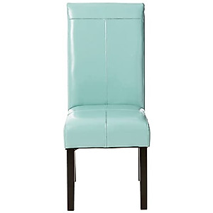 Christopher Knight Home Pertica T-Stitch Leather Dining Chairs, 2-Pcs Set, Teal Blue