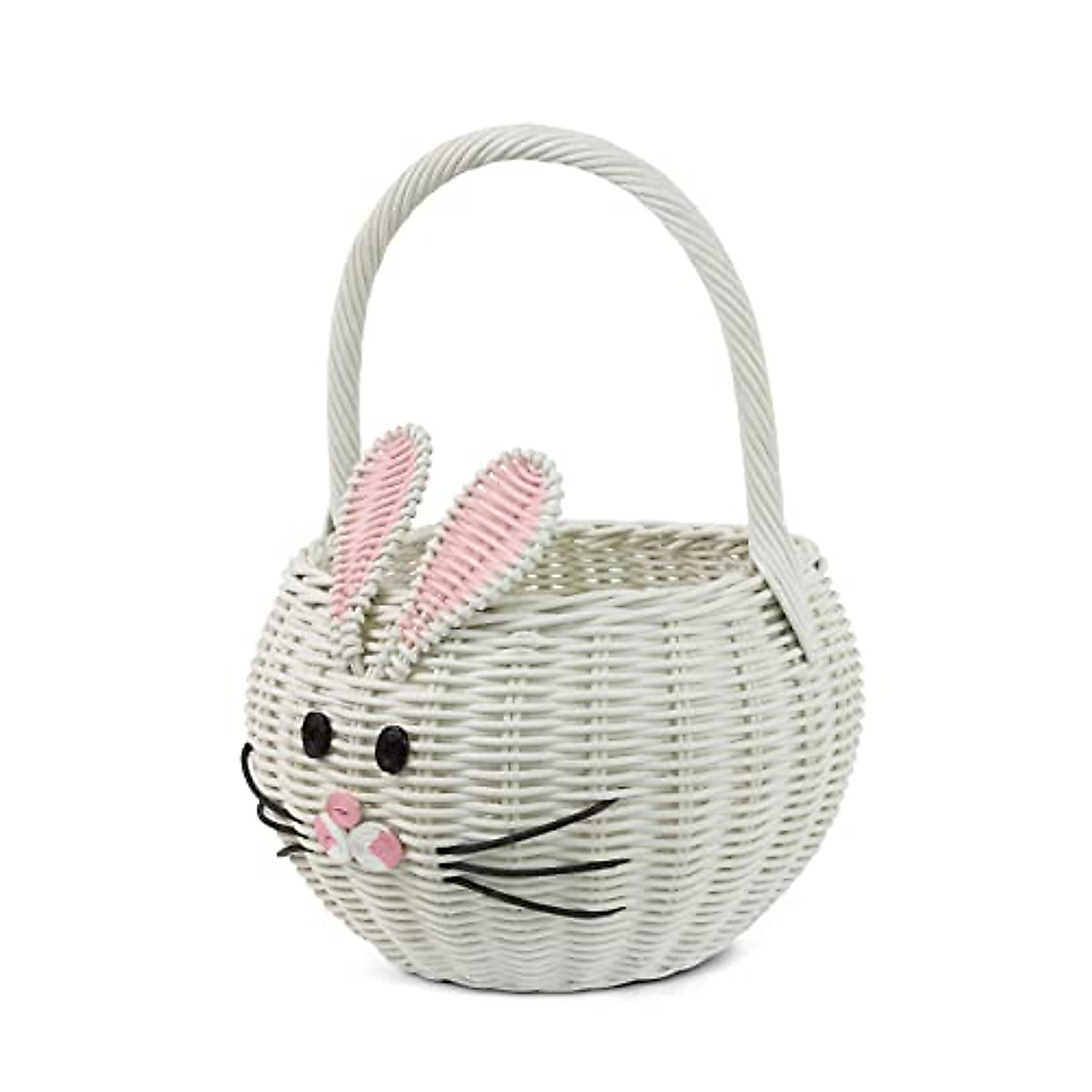 G6 COLLECTION Hand Woven Bunny Rattan Wedding Flower Girl Basket Decorative Bin Home Decor Organizer Cute Handmade Handcrafted Nursery Gift Animal Storage Decoration Easter Wicker Rabbit (Large)