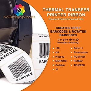 AVG Packaging Supplies 24-Rolls of Brand Name Compatible Thermal Transfer Printer Ribbon 4.33" x 1476'/110mm x 450m Black Standard Resin-Enhanced Wax Ribbons. Free and Same Day Shipping.