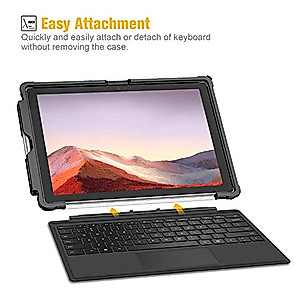 Fintie Hard Case for Microsoft Surface Pro 7 Plus/Pro 7/ Pro 6/ Pro 5/ Pro LTE, Shockproof Folio Protective Rugged Cover Compatible with Type Cover Keyboard + Original Kickstand (Frost Clear)