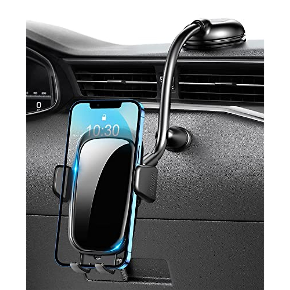 Cezuly Phone Mount for Car [Anti-Shake Stabilizer], 7.5" Gooseneck Windshield & Dashboard Car Phone Holder Mount, [Strong Suction Cup] Long Arm Cell Phone Holder Car Compatible with 4-7" Phones