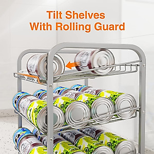LEGUANG 3-Tier Stackable Can Rack Organizer, Can Storage Dispenser Holds up to 36 Cans for Kitchen Cabinet or Pantry, Silver