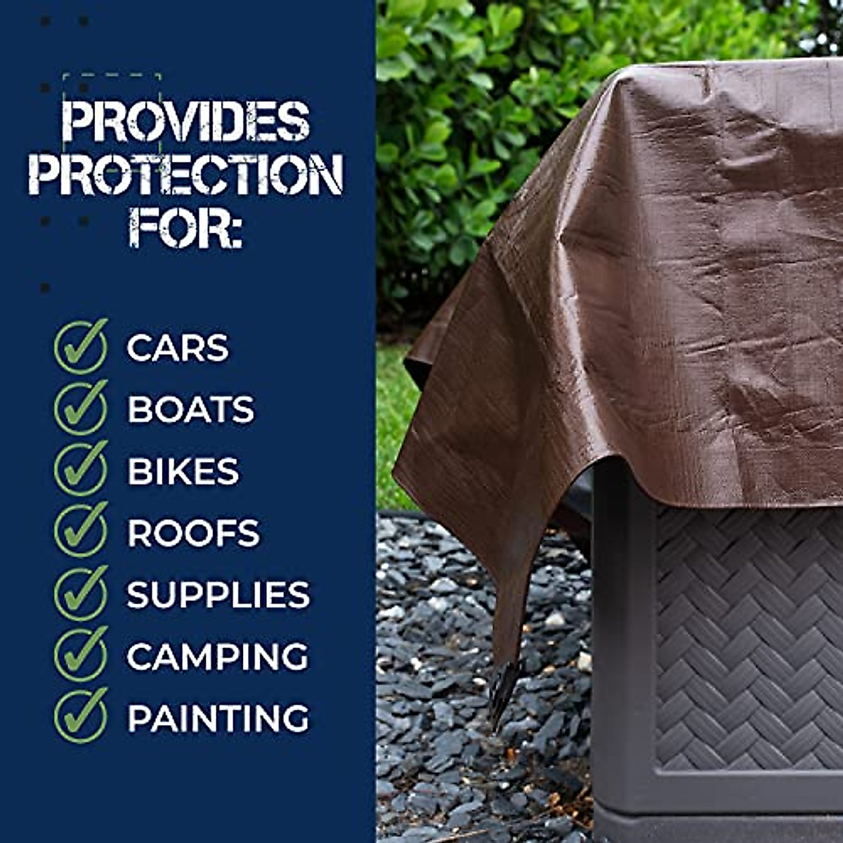 Tarps Heavy Duty Waterproof - Tarp Cover Brown/Silver, Thick Material, Tear Proof, UV Resistant, Heavy Duty Edges, Boat Tent, RV or Pool Cover 10x12