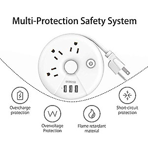 NTONPOWER Desktop Power Strip Bundle, 3 Outlets 3 USB Portable Power Strip with 15 inch Short Cord and 4 Outlets 2 USB with 10ft Long Extension Cord for Office, Home, Hotels, Dorm Room, Nightstand
