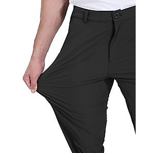 Rdruko Men's Stretch Golf Pants Quick Dry Lightweight Casual Dress Pants with Pockets(Black,US 34)