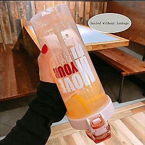 JRKJ Protein Shaker Bottles,Fitness Shake Cups Stirring Balls Sports Cups Protein Powder Shaker Cups Portable Large Capacity Straw Plastic Cups,The latest Stylish sports water cup, Pink