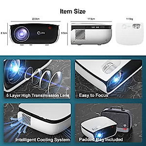 Mini WiFi Projector HD, 4000 Lumen Portable Home Theater Projector with 100" Screen & Carry Bag, Support 1080P & 200" Display, Compatible with iOS/Android/PC/TV Stick