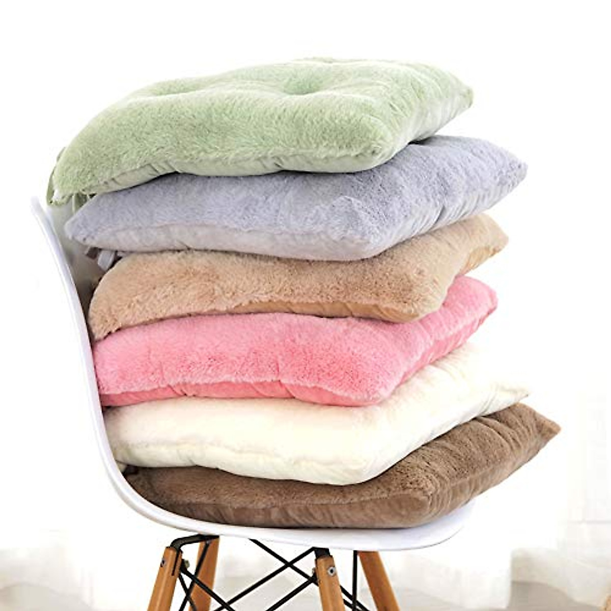 Tourequi Warm Nonslip Plush Wearproof Seat Cushions Thicken Office Winter Stool Pads (Pink)