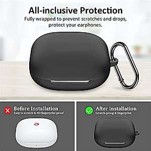 JIML Compatible with Beats Fit Pro Case Soft Silicone Skin Case Cover Shock-Absorbing Protective Case with Keychain and Lanyard for Beats Fit Pro 2021 (Black)