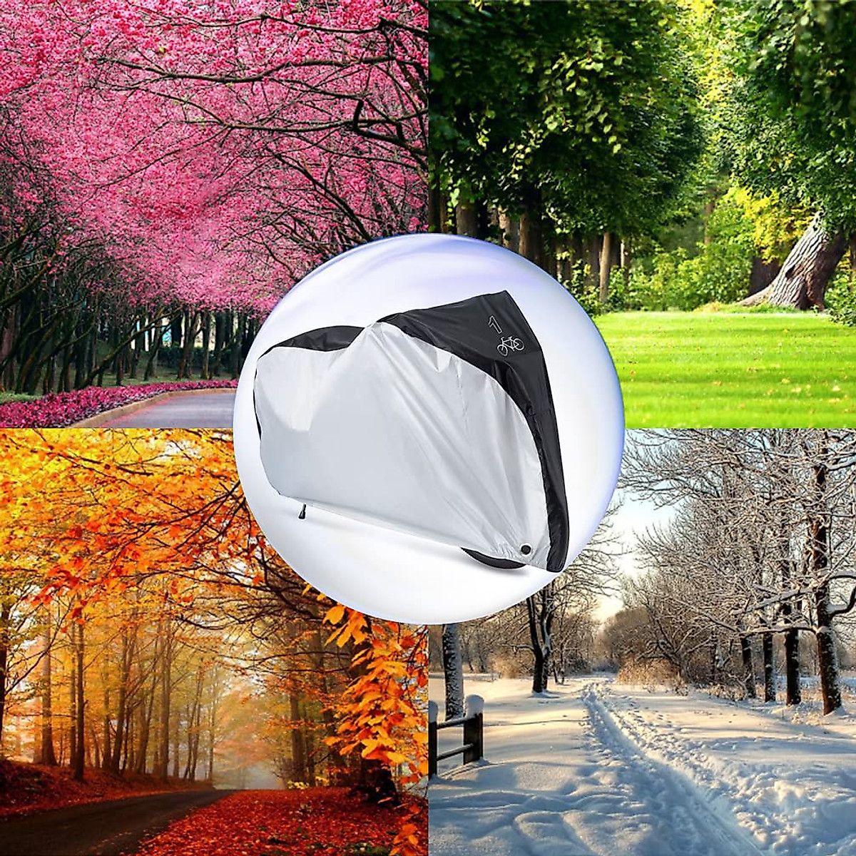 Maveek Bicycle Rain Cover 190T Waterproof Cycle Bike Rain Cover for Outside Storage Road Dirt Bike Covers Indoor Water Resistance for 1 Bike Travel Transport Garage Shed Tent Winter Summer All Weather