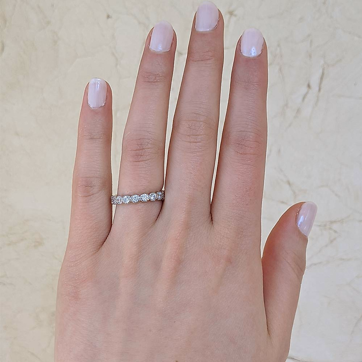 TwoBirch 18k White Gold Microplated 4 Piece Ring Set with Cubic Zirconia Stacking Ring Set (925 Silver, Sizes 9)