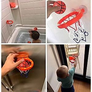 Cyfie Bath Toys Toddler, Bathtub Basketball Hoop Toy for Kids Ages 4-8, Suction Cup Basketball Hoop Set with 4 Balls, Shower Bath Toys Basketball for Toddlers Boys Girls