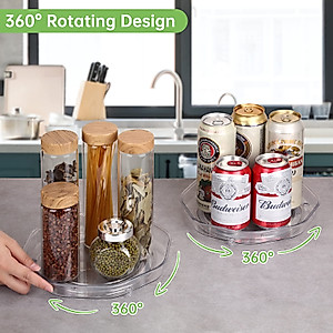 BS ONE Lazy Susan Organizer, 12'' Lazy Susan Turntable Kitchen Organizer Food Organization & Storage, 360° Rotating Condiments Spice Rack with Dividers for Kitchen, Pantry, Fridge, Bathroom Storage