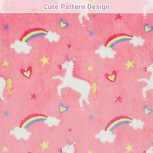 Viviland Kids Throw Blanket, Unicorn Print Blankets for Girls, Warm Lightweight Plush Throw Blanket Pink Unicorn Fleece Throw Blanket for Sofa Chair Couch Bed, for Kids, 30" x 40"