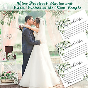 Zonon Advice and Wishes Cards, Uncoated Wedding Advice Cards Heavyweight Printed Guestbook Cards for the Bride and Groom, Baby Shower, Bridal Shower, Wedding Shower, Birthday Party(Leaf Theme)