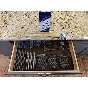 Wood Technology Silverware Drawer Lining Kit in Brown - Holds 90 Pieces