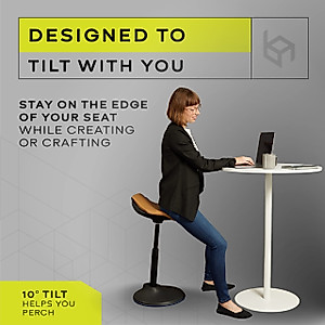 BonVIVO Standing Desk Chair - Ergonomic Chair for Tall Office Desks w/ Back Support and Handles for Posture and Balance - Work from Home High Stool - Black