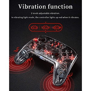 Switch Controller, Pro Controller for Switch/Switch Lite/Switch OLED, Adjustable Turbo, Vibration Motion, Gyro, Transparent