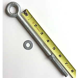 Eye Bolts (6pk) 3/8" x 8" Drop Forged Galv Eye Bolts for Batting Cage Cable Kit