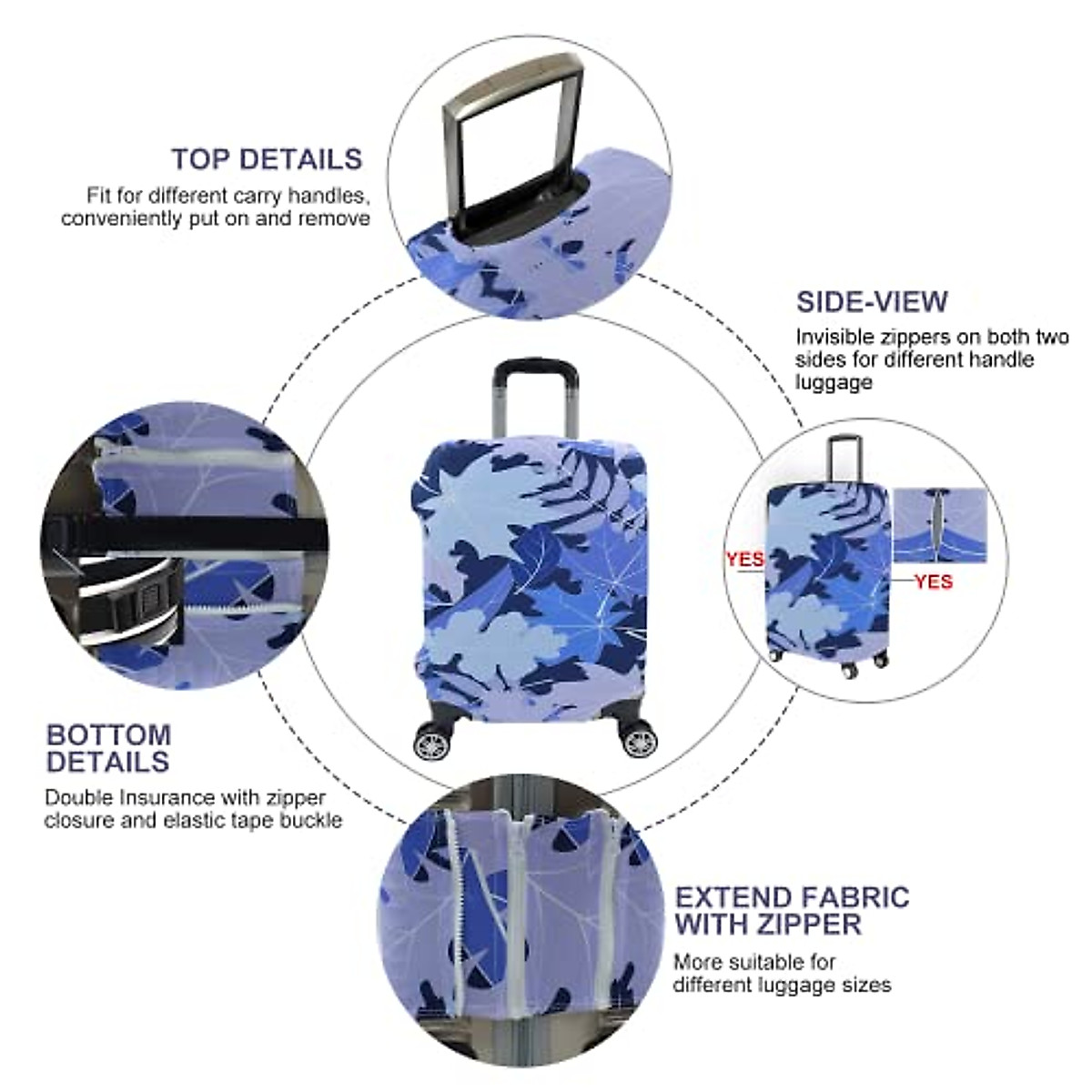 Travel Luggage Cover, Suitcase Protector Bag Fits 26-28 Inch Luggage Bluemaple