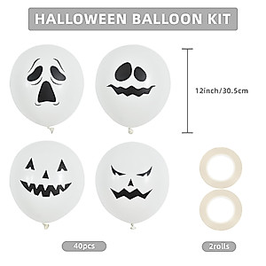 BEISHIDA 60Pcs Halloween Balloons 12 Inches Latex Balloons Black White Halloween Pumpkin Ghost Balloons Horror Scary Balloon Halloween Party Decoration Supplies for Boys Girls Men Women