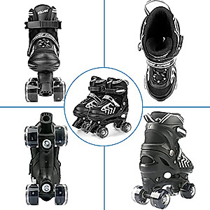 Kids Roller Skates for Boys and Girls, Women and Men, 4 Size Adjustable Quad Skates for Youth Adult Medium Size