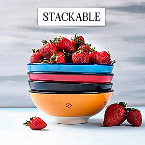 Crystalia Decorative Turkish Ceramic Serving Bowl Set of 6, Handmade Multicolor Dipping Charcuterie Bowls (Large-4PCs)