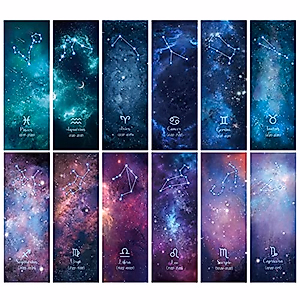 12 Pcs Personalised Space Starry Night Bookmarks, Bulk Book Marks for Women/Men, Unique Zodiac Constellaion Bookmark for Book Lovers, Cool Book Mark for Adults,Kids,Teachers,Students,Reading Present