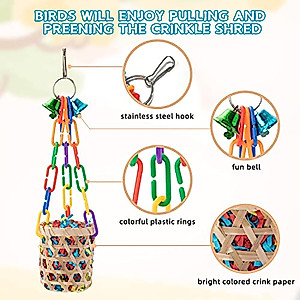 RLRICH 6 Pack Bird Colorful Chewing Toys Parrot Foraging Shredder Toys Shred Hanging Foraging Toys,Comfy Perch Parrot Toys for Rope Bungee Bird Toy