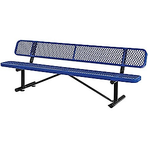 Global Industrial 96" L Expanded Metal Mesh Bench w/Back Rest, Blue