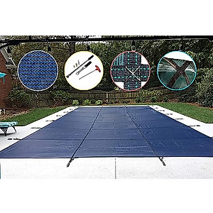 WaterWarden SCMB1224 Safety Cover for 12' x 24' Inground Pools, 15-Year Warranty, UL Classified to ASTM F1346, Triple Stitched for MAX Strength, Hardware Included, 12'x24', Blue Mesh