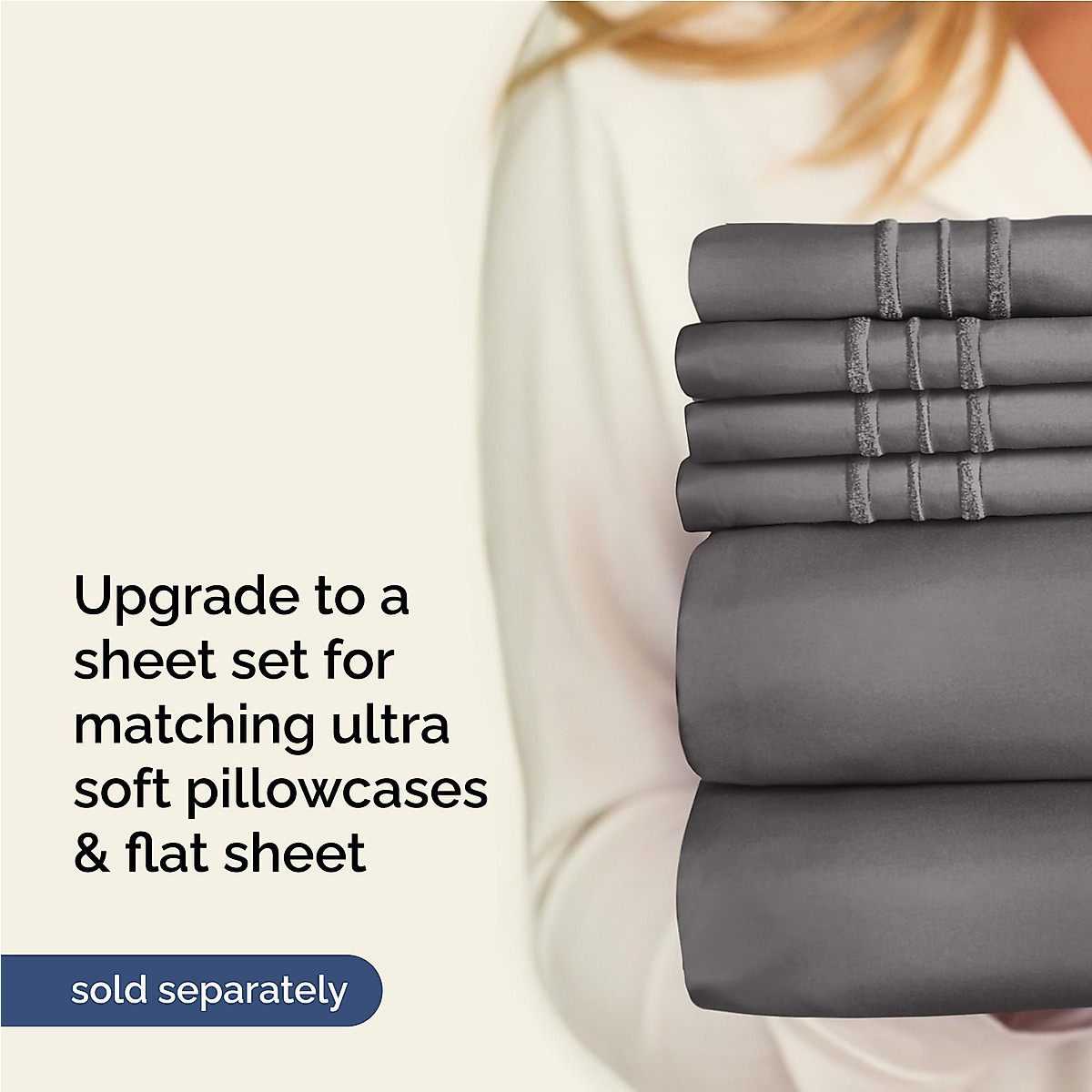 Extra Deep King Fitted Sheet - Hotel Luxury Single Fitted Sheet Only - Easily Fits 18 inch to 24 inch Mattress - Ultra Soft, Wrinkle & Fade Free w/Extra Deep Pockets - Breathable & Comfy - Dark Grey