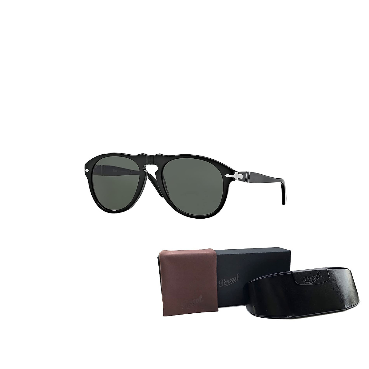 Persol PO0649 95/31 52MM Black/Green Aviator Sunglasses for Men + BUNDLE With Designer iWear Eyewear Kit