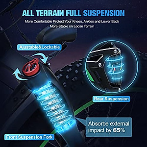 Cyrusher XF800 Moutain Ebike 750W BAFANG Motor 48V 13Ah Integrated Battery 4.0" All Terrain Fat Tire Electric Bike for Adults Shimano 7-Speed Front Fork+Rear Spring Suspension (XF800,White)