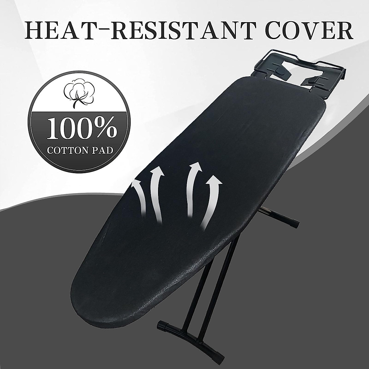 ikaufen Ironing Board, Non-Slip Foldable Tabletop Iron Board with Steam Iron Rest and Thicken Felt Pad, Heavy Sturdy Metal X-Legs Ironing Board (Black)