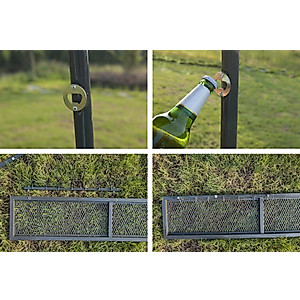 8x5 Ft Barbecue Metal Grill Gazebo Tent Pergola BBQ Canopy Sun shelter for Outdoor Patios Deck Yard Balcony W/Lights 2-Tier Vent Brown Soft Top Roof