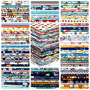 100 Pcs Cotton Fabric Square Patchwork Craft Fabric Scraps Quilting Fat Bundles Flower Animals Cartoon for DIY Sewing Cloths (Lovely, 10 Inch)