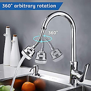 Kitchen Faucet Aerator Sink Tap Sprayer Head, 3 Molds Adjustable Faucet Sprayer, 360° Rotatable Faucet Extension Tubes, Booster, Water Saving and Anti-Splash