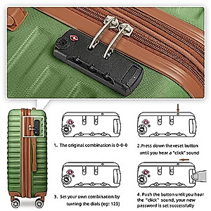 LARVENDER Luggage Sets 4 Piece, Expandable(Only 24"&28") ABS Suitcase with 360° Spinner Wheels, Durable Luggage Sets Clearance Carry On Luggage Suitcase Set For Women Men, Green